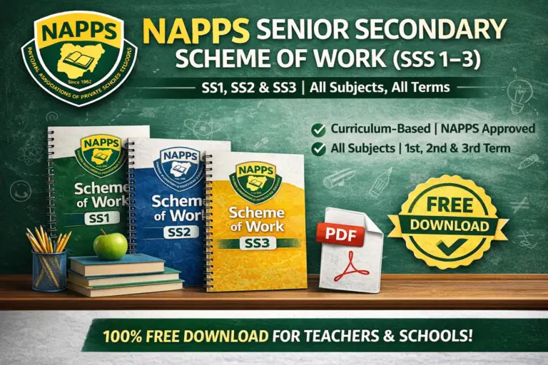 NAPPS Senior Secondary Scheme Of Work (SSS 1–3) – All Subjects & Terms ...